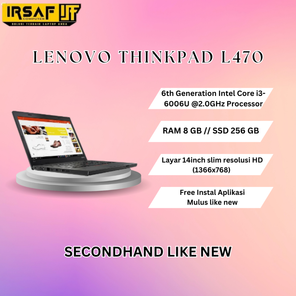 Jual ThinkPad L470 Core i3 Gen 6 Ram 8gb SSD 256GB | Shopee Indonesia