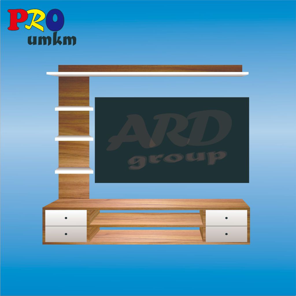 Jual (RTV 034) Rak TV Backdrop Dengan Laci Minimalis/ Rak TV Tempel ...