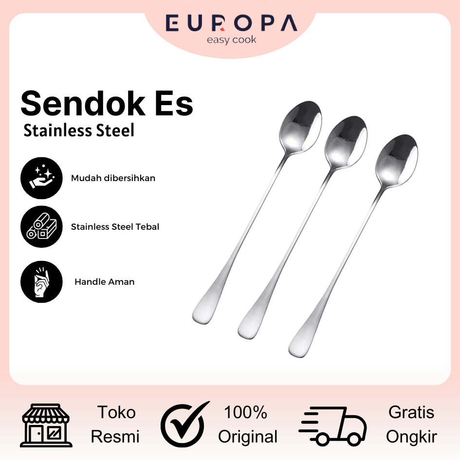 Jual Sendok Kecil Panjang Sendok Es Pengaduk Minuman Gagang Panjang ...