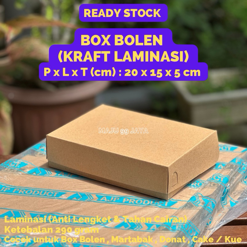 Jual Box Bolen Kraft Laminasi ukuran 20x15x5 cm Ketebalan 290gsm | Dus ...