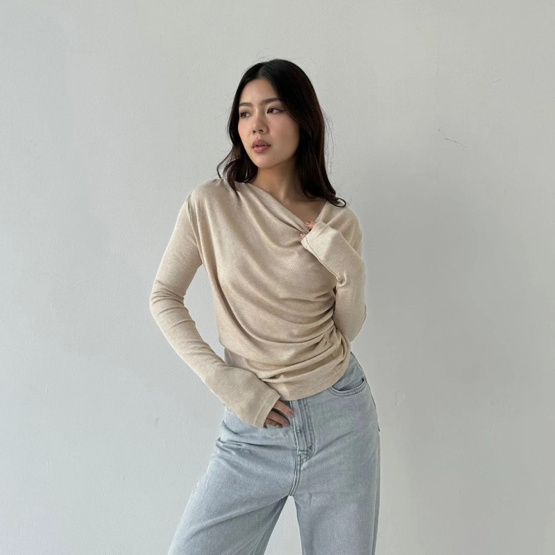 Jual TERLARIS April Top | Atasan Knit Wanita Korean Top Baju Knit Wanita Lengan Panjang Basic ...