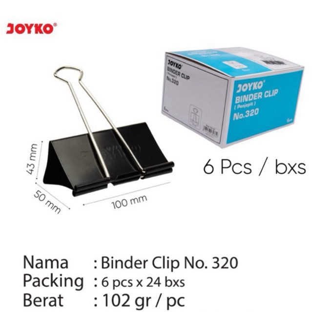 Jual Binder Clip Joyko No 320 (1 pak / 6 pcs) | Shopee Indonesia