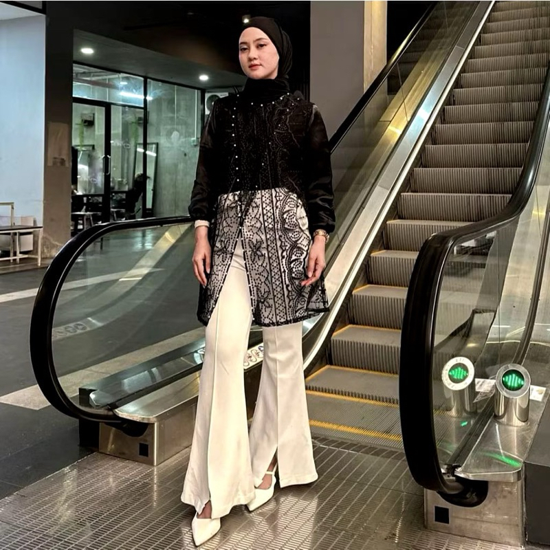 Jual Zize Outer Tunik Brukat Etnik Mix Organza/Outer Brukat Kondangan ...