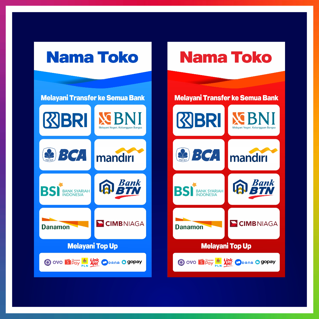 Jual Banner / Spanduk Agen Bank Transfer Custom Nama | Shopee Indonesia