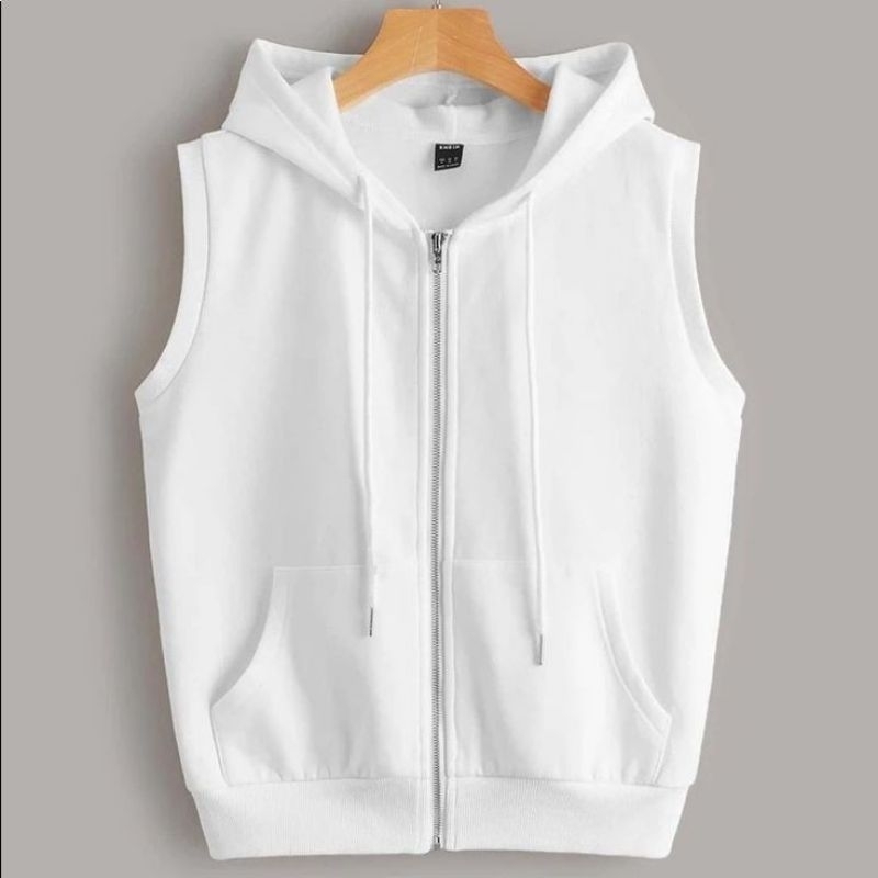 Jual Rompi Hoodie Pria Wanita Unisex Putih Polos | Shopee Indonesia
