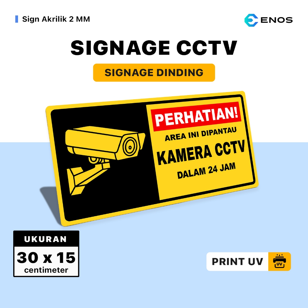 Jual Sign Signage Perhatian Ada CCTV Warna Kuning Papan Tanda Akrilik ...