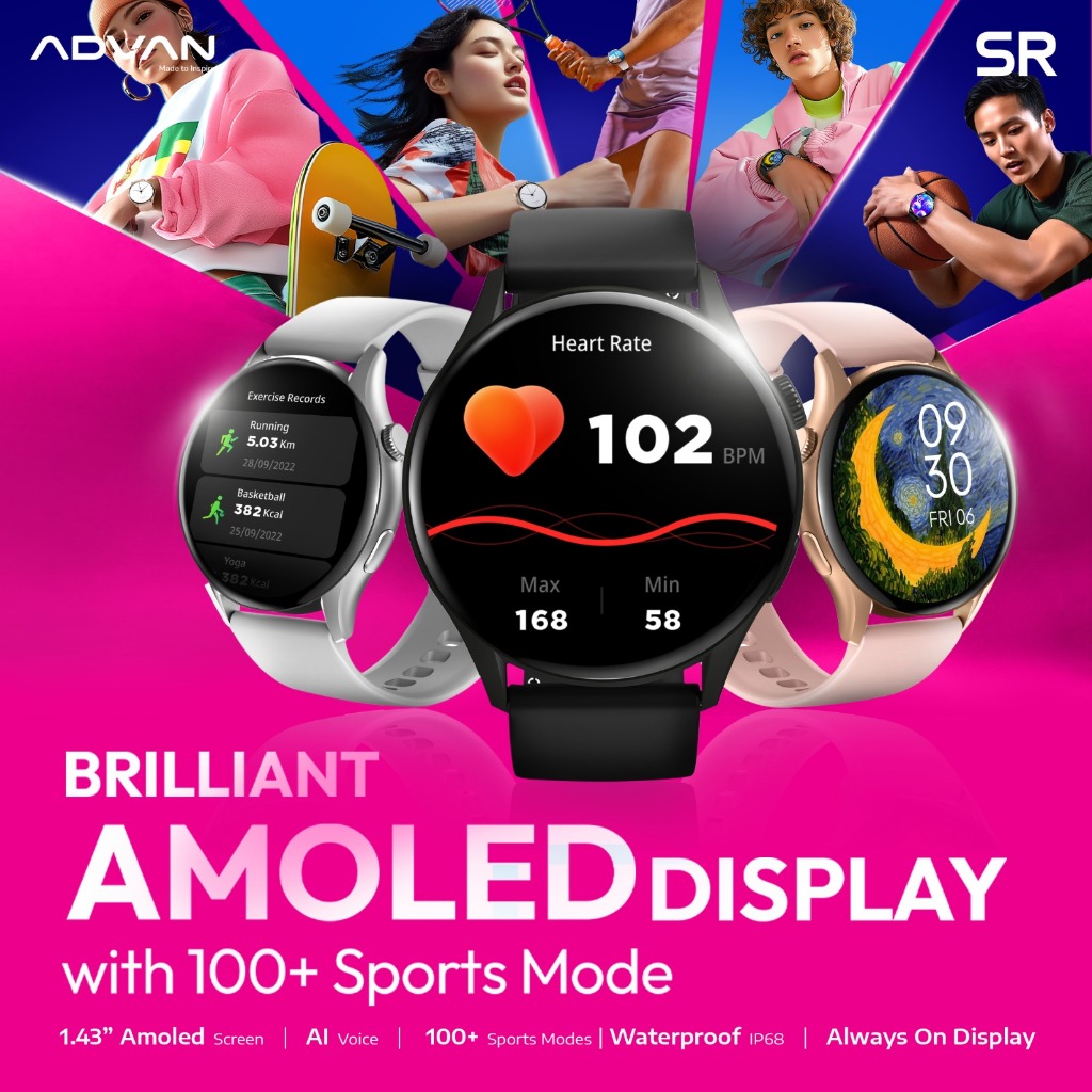 Jual ADVAN Smartwatch SR | Amoled Display 1.43" | Bluetooth Call | Ai ...