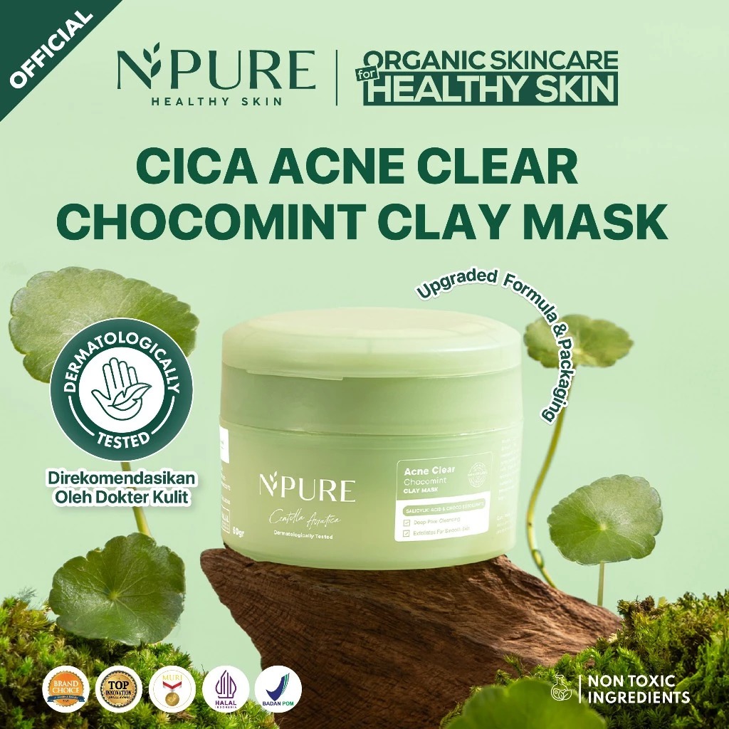 Jual NPURE CENTELLA ASIATICA ACNE CLEAR CHOCOMINT CLAY MASK / Masker ...
