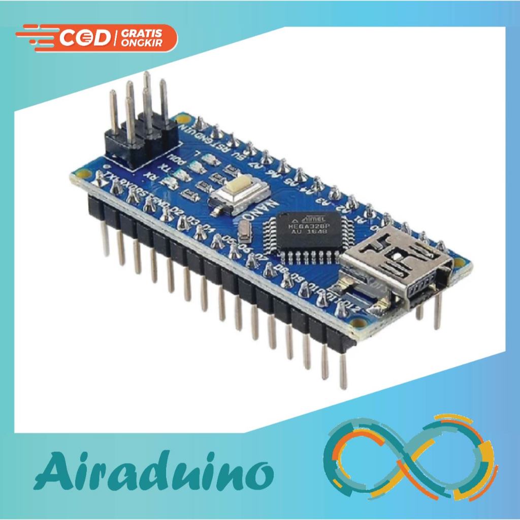 Jual Arduino Nano V3.0 ATMEGA328P-AU CH340G Mini USB 5V Pin Sudah ...