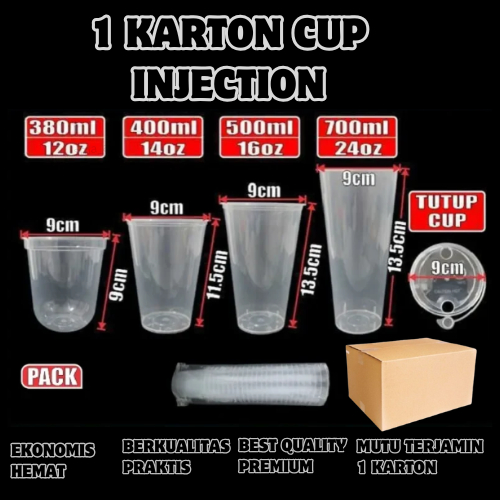Jual 1 KARTON Gelas Cup Injection Gelass Injection Cup Es Teler Cup Es ...