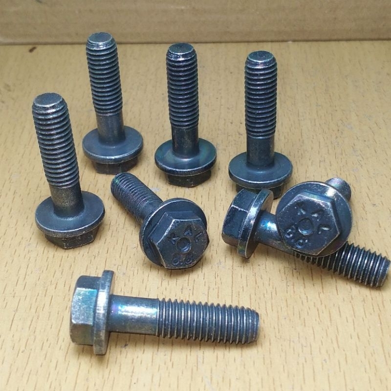 Jual flange bolt ori m8x 30m pitch 1,25 grade 8.8 baut flange hijau ori ...