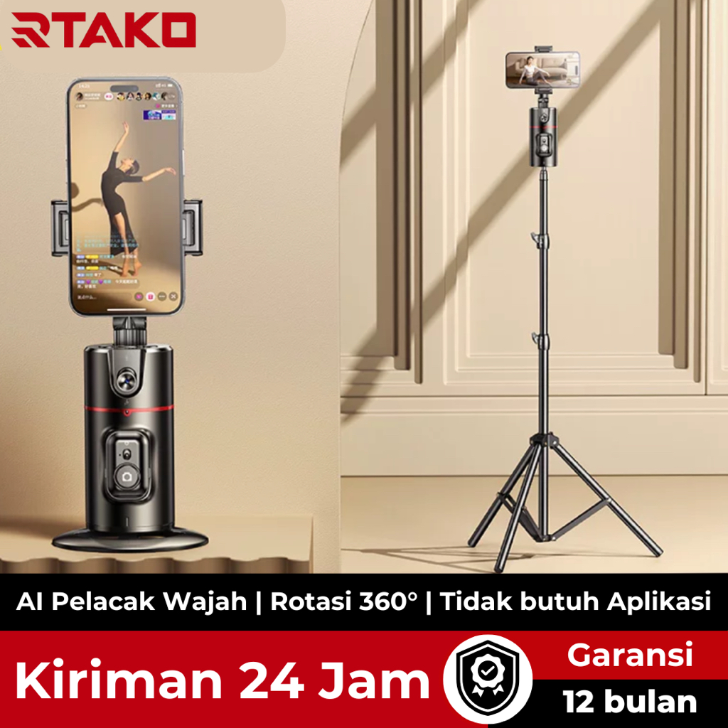 Jual RTAKO Auto Face Tracking Tripod Gimbal Stabilizer AI Face Tracking Tongsis Handphone ...