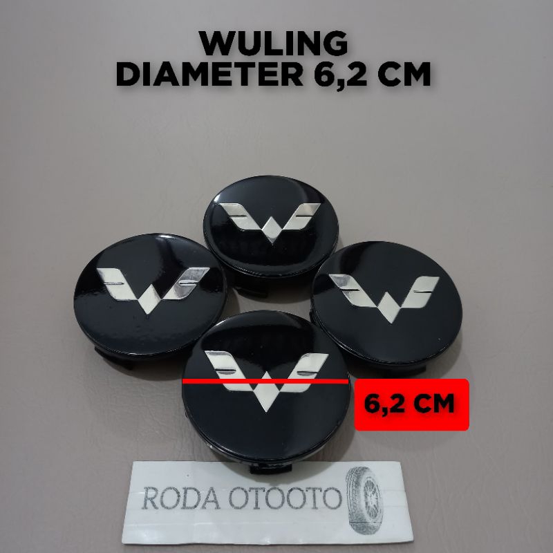 Jual Dop roda tutup velg mobil WULING hitam logo chrome diameter 6,2 cm ...