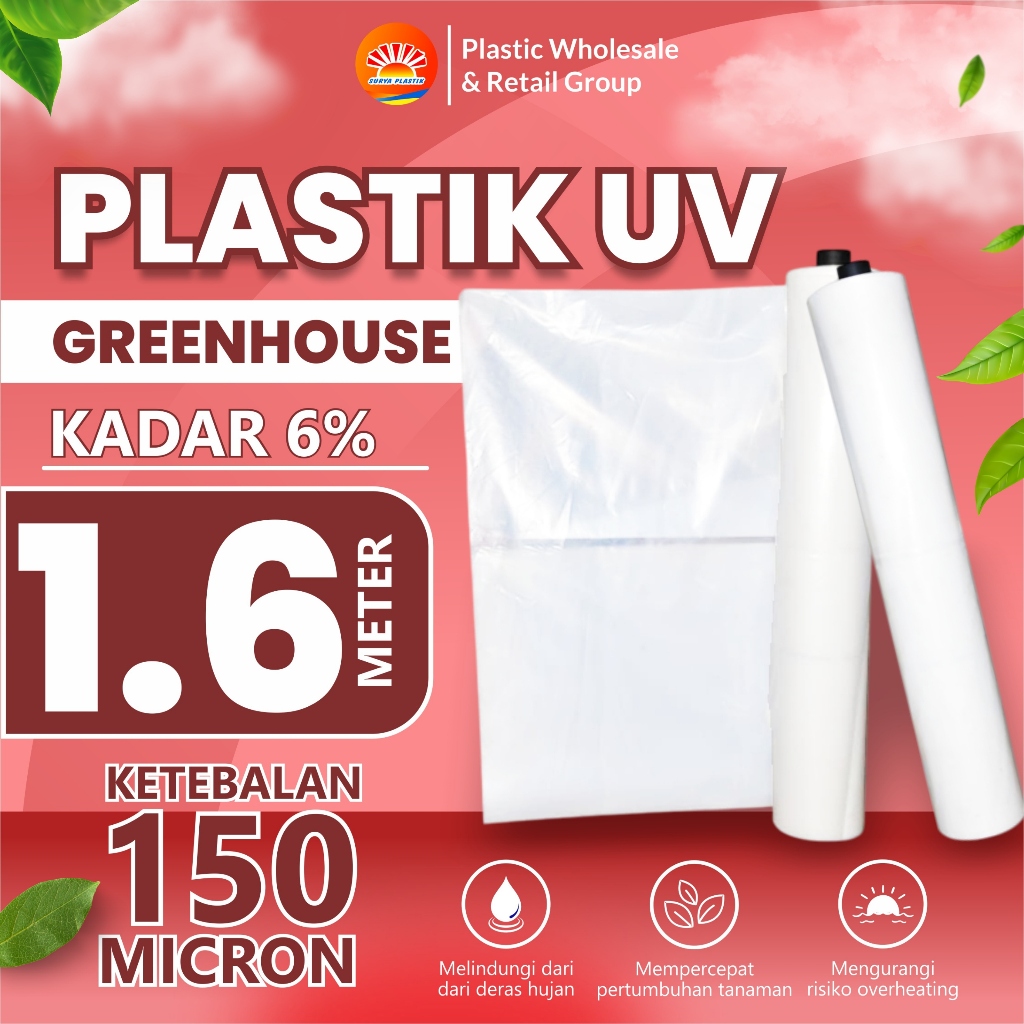 Jual Plastik UV Green house Tebal 150 Micron 6% Lebar 1,6 Meter (Lebar terbuka/ 1 Lapis ...