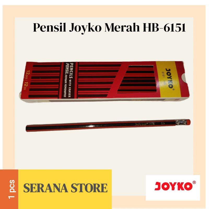 Jual PENSIL KAYU JOYKO HB 6151 MERAH - HITAM (1PCS) | Shopee Indonesia
