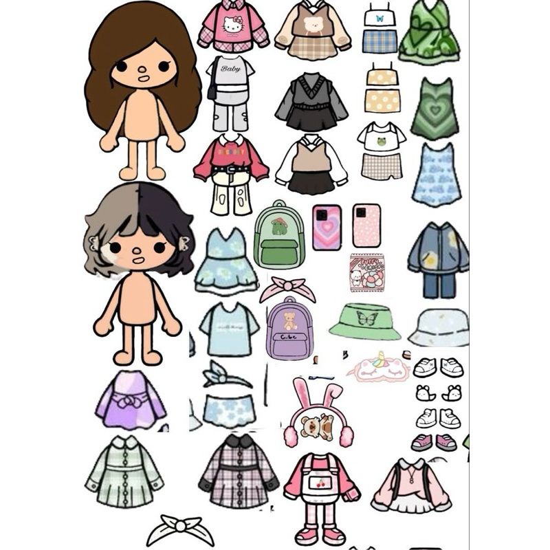 Jual Karakter Dan Baju Perlengkapan Mainan Paper Doll Toca Boca (tema 1 ...