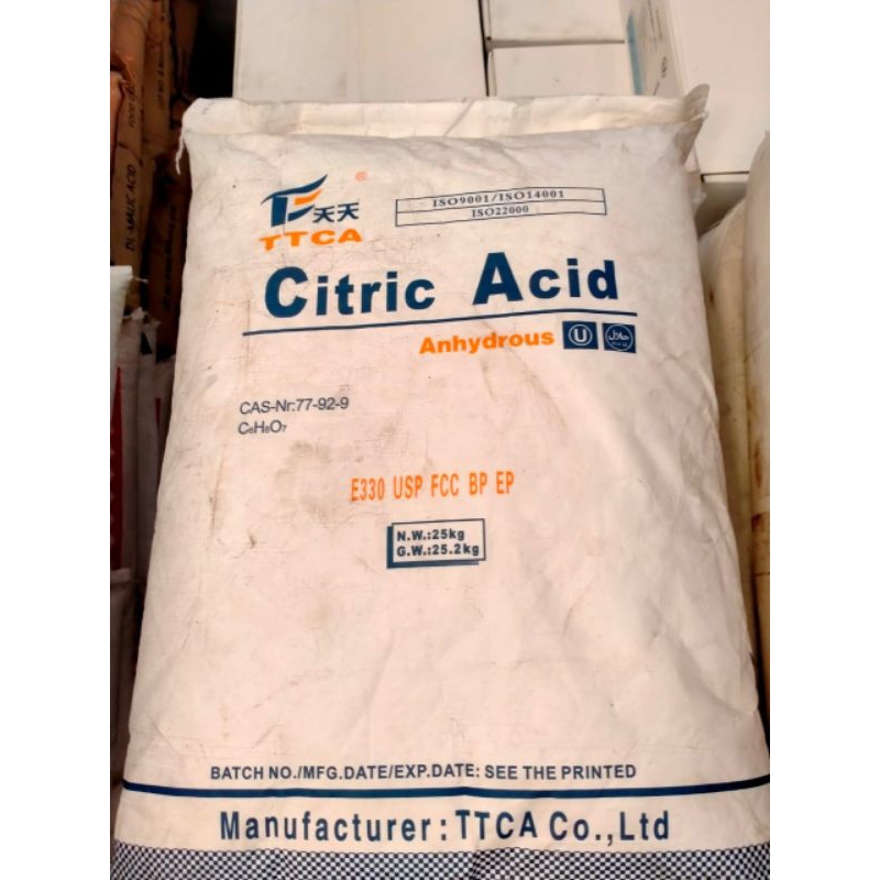 Jual CITRIC ACID TTCA Ahydrous & Monohydrate - Kemasan 25KG | Shopee ...