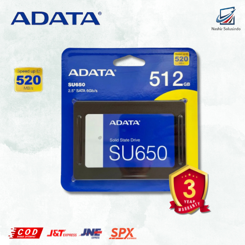 Jual SSD 2.5" SATA III ADATA SU650 512GB Garansi 3 Tahun | Shopee Indonesia