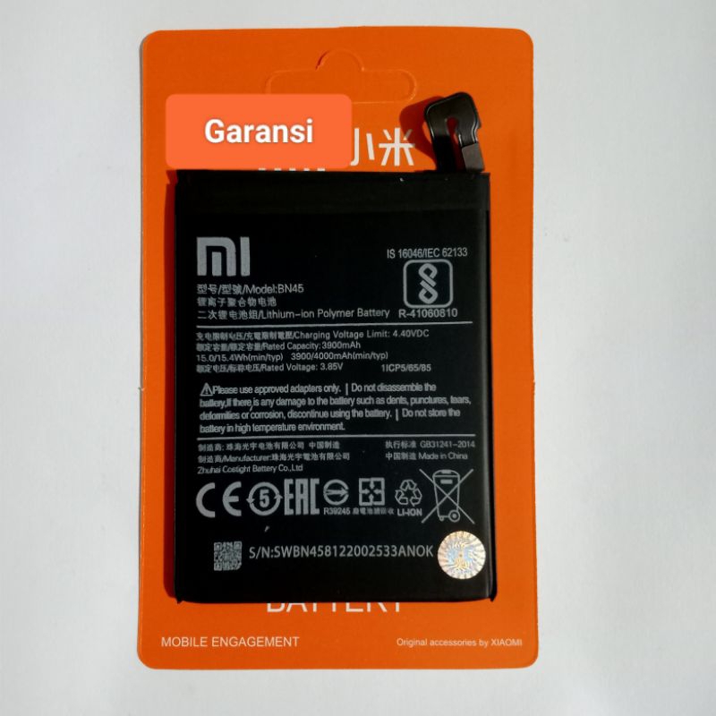 Jual Baterai original BN-45 HK BN45 BN45 BN 45 Redmi note 5 5PRO Double ...