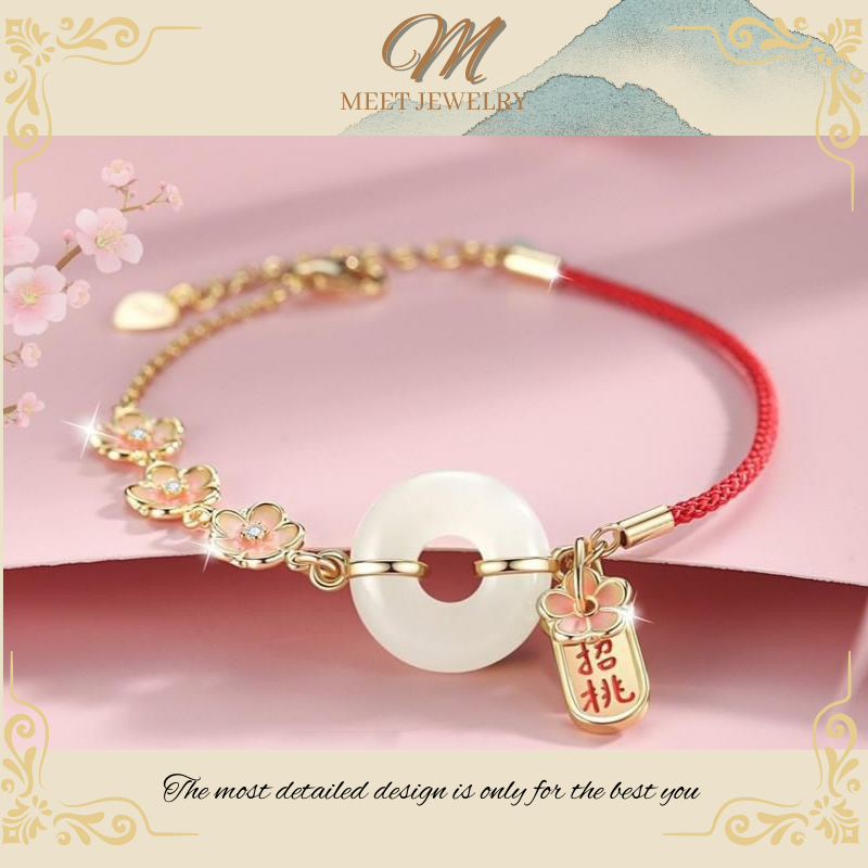 Jual Gelang Jade Rantai Giok Bunga Lapis Emas Anti Karat Wanita Menarik ...