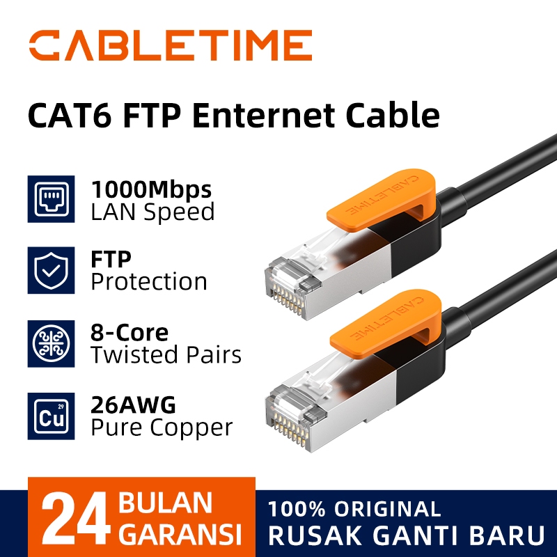 Jual CABLETIME Kabel LAN Cat6 FTP Cat 6 RJ45 1000Mbps Gigabit Ethernet ...