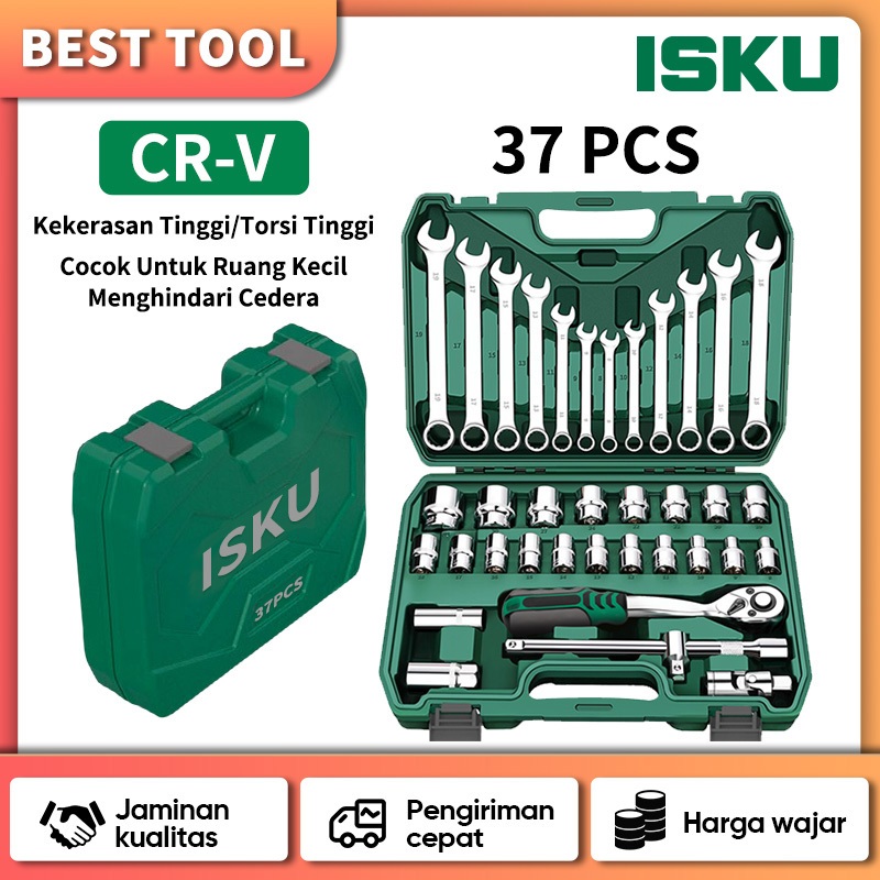 Jual ISKU Tool kit Set alat Kunci Sok set 37/53pcs 24gigi Kunci Pas Set ...