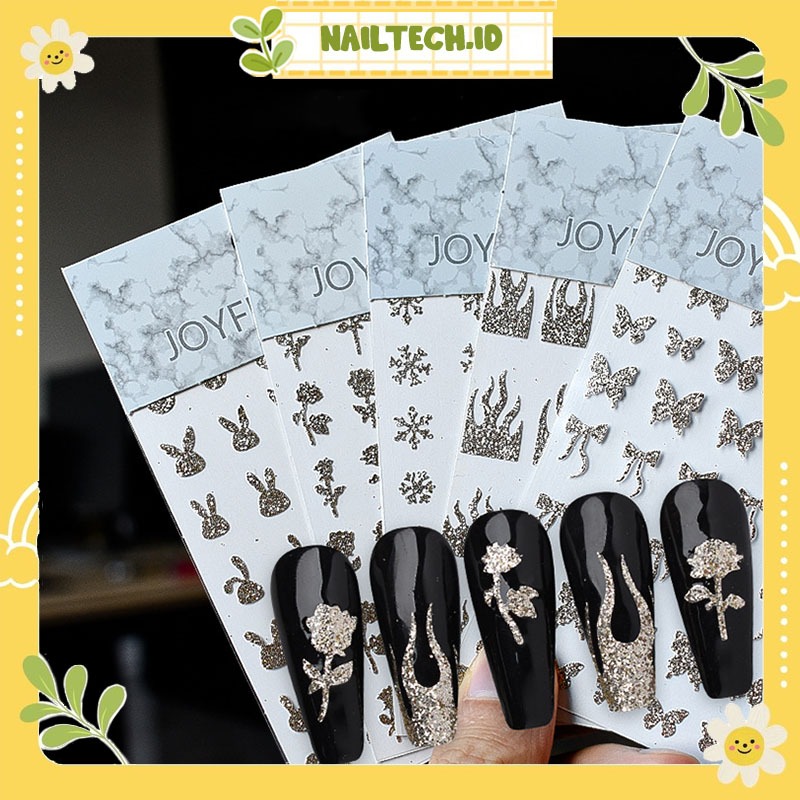 Jual Nail sticker / Sticker Kuku Glitter Bling Silver White Putih ...