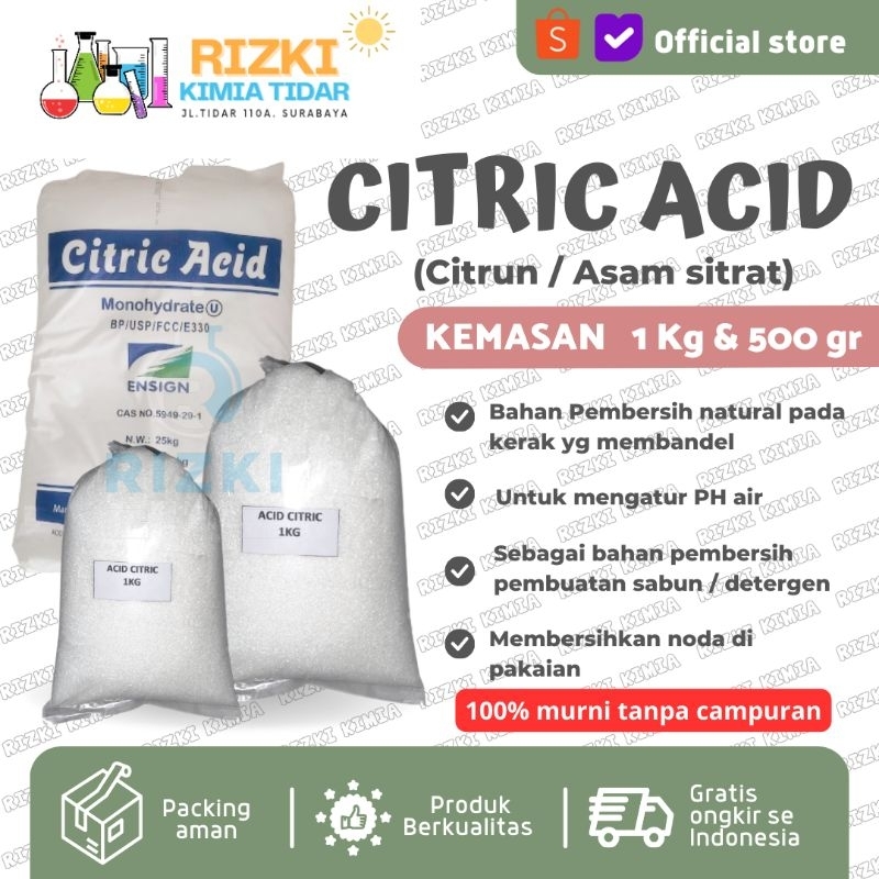 Jual Citrun Citric Acid Sitrun Asam Sitrat 1 kg Pembersih Noda ...