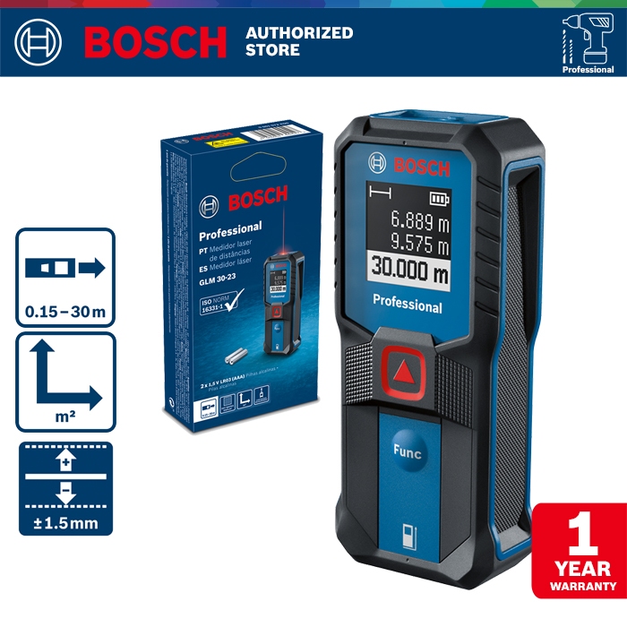 Jual Bosch Laser Range Finder / Pengukur Jarak Laser 30Meter GLM 30-23 ...