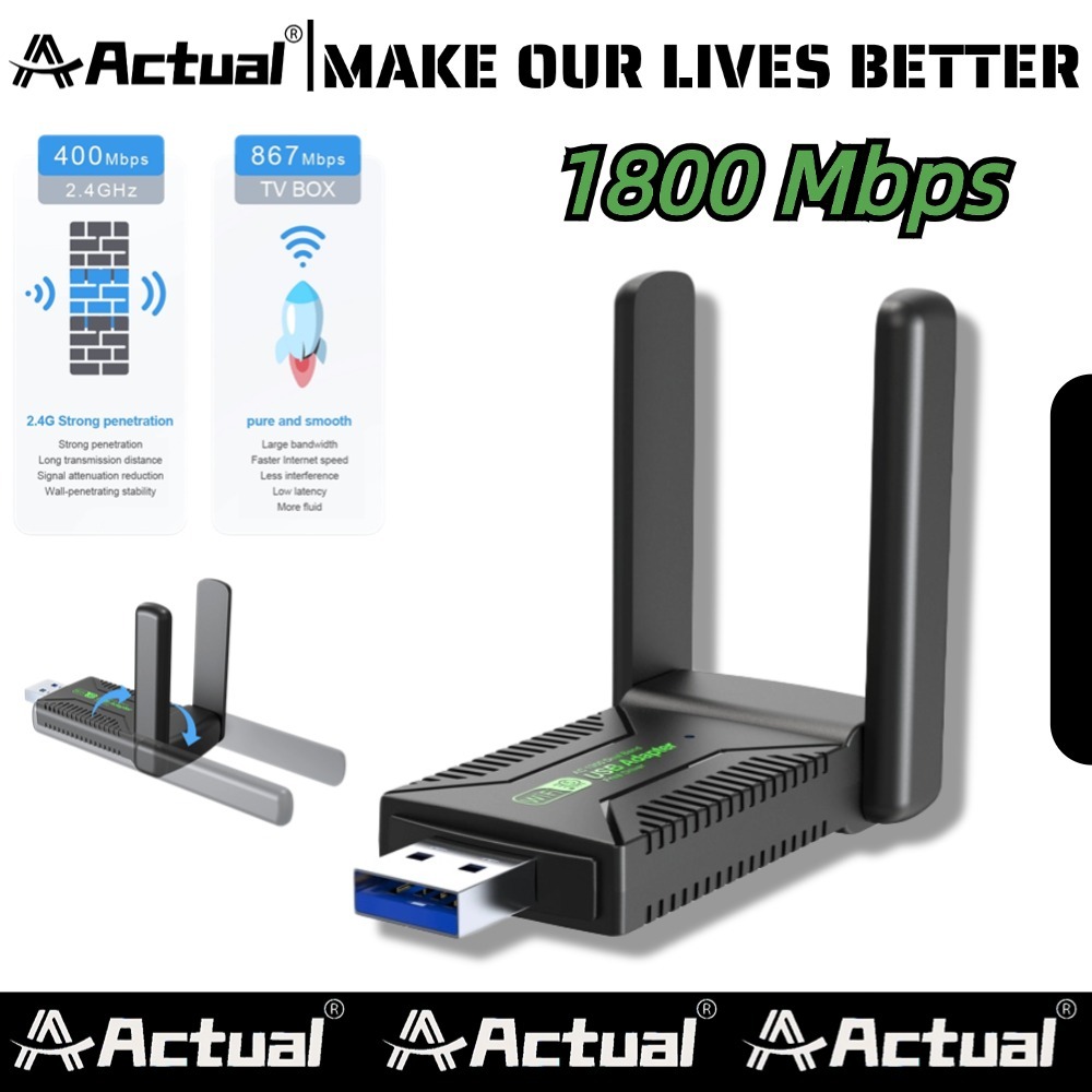 Jual Adaptor USB WiFi Receiver 1800Mbps WiFi Receiver for Computer ...