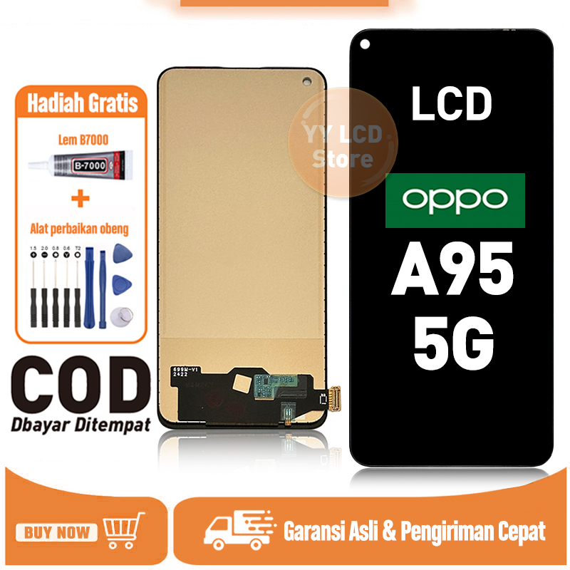 Jual LCD OPPO A95 5G Original COD TOUCHSCREEN Fullset Crown Murah Compatible For Glass Touch ...