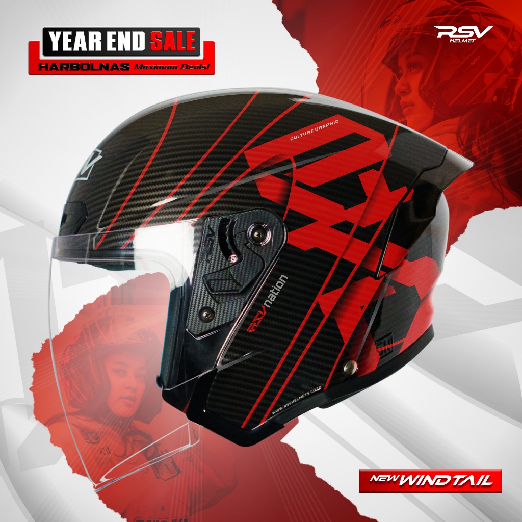 Jual Helm RSV New Windtail Carbon Culture Graphic Single Visor ...