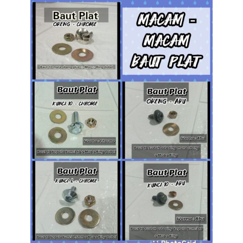 Jual Baut Plat motor 2cm harga per pcs / biji ( baut + mor + dobel ring ...