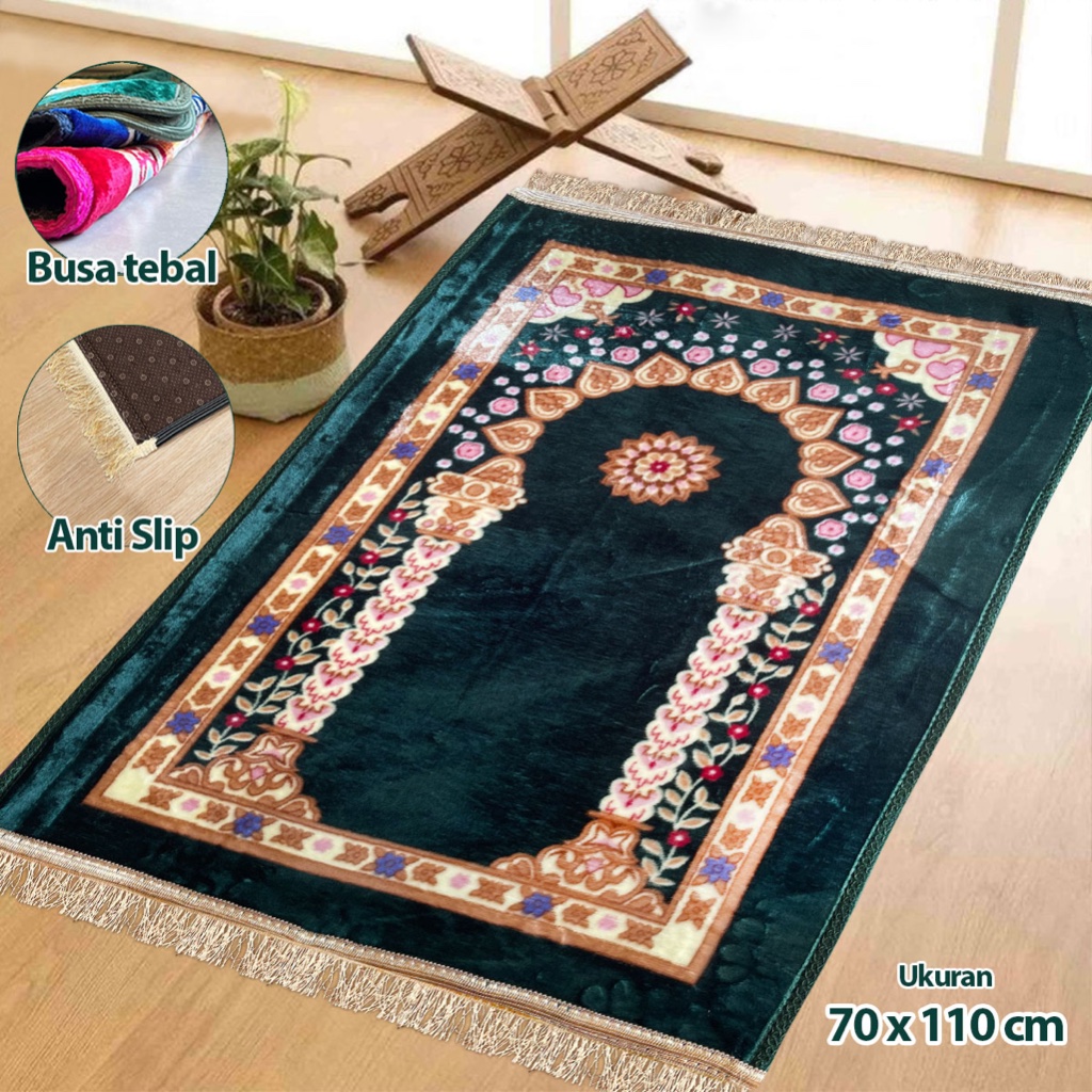 Jual Sajadah Turkey Premium Rumbai Tebal 70x110 / Sejadah Floral ...