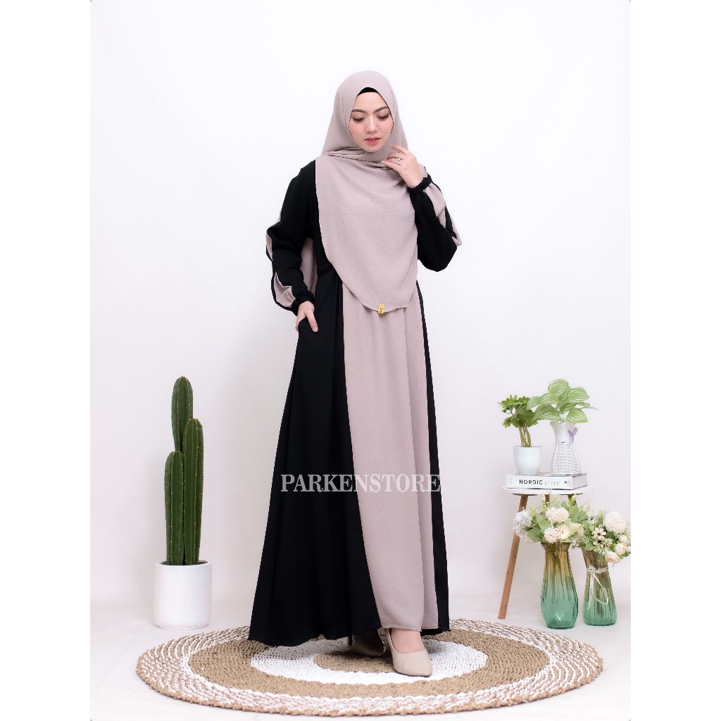 Jual Gamis Callista Abaya Syar'i Set Hijab Pasmina Oval Free Cadar tali Crinkle Airflow ...