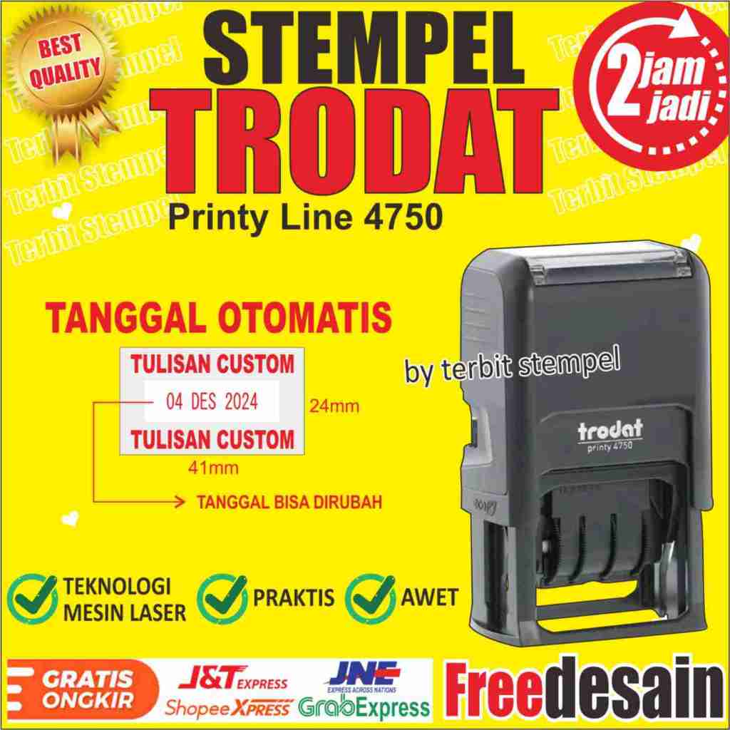 Jual STEMPEL TRODAT PRINTY LINE 4750 TANGGAL OTOMATIS CUSTOM | Shopee Indonesia