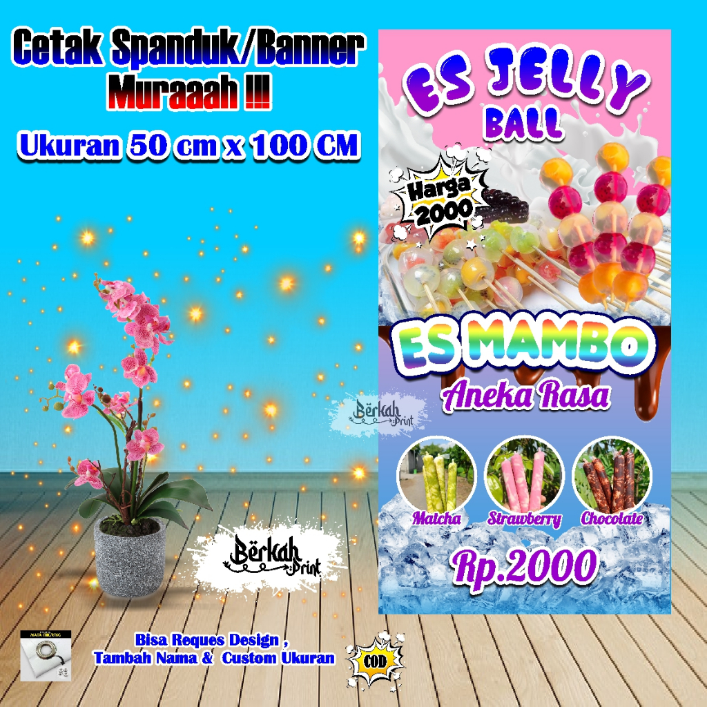 Jual Spanduk Banner Es Jelly Ball & Es Mambo Ukuran 50 cm x 100 cm ...