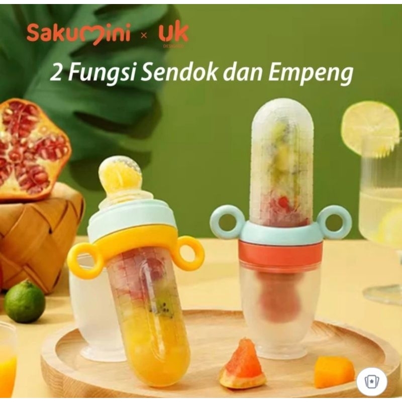 Jual SAKUMINI SGUEEZE SPOON FRUIT TEETHER FEEDER SILICONE SENDOK MAKAN ...