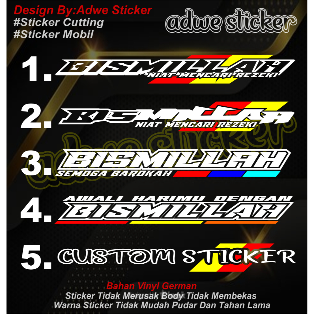 Jual Stiker Mobil Truk Bismillah Cutting Sticker Latin Kaca Depan mobil ...