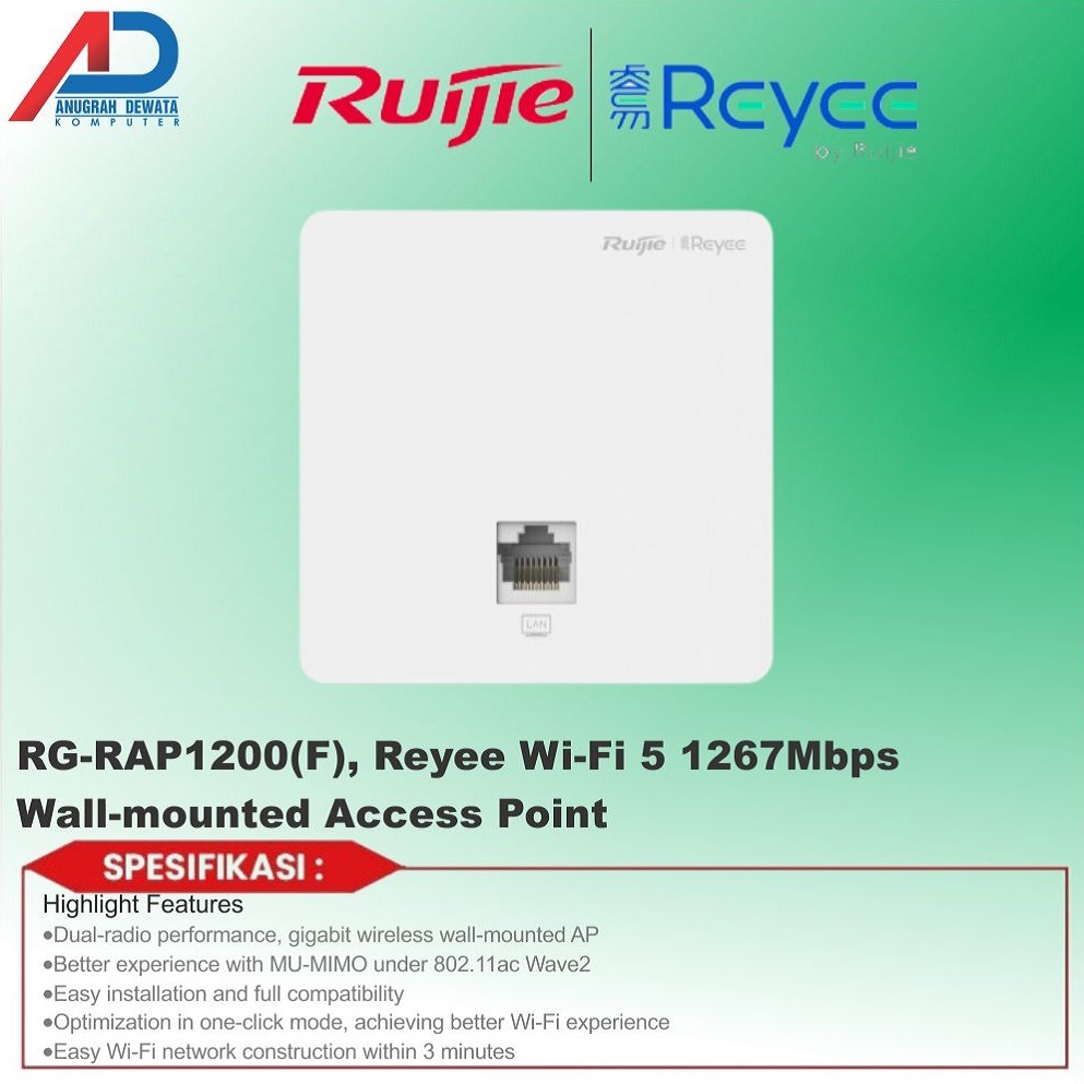 Jual Ruijie Reyee RG RAP1200(F) AC1300 Dual Band Wall-plate Access ...