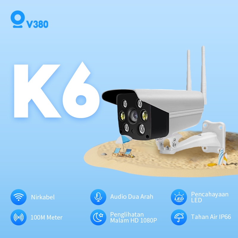 Jual V380 K6 HD 1080P IP CCTV Camera Wifi Nirkabel/Kabel Kamera Outdoor ...