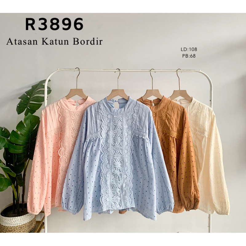 Jual Atasan Katun Bordir Mix Renda Vanessa | Shopee Indonesia