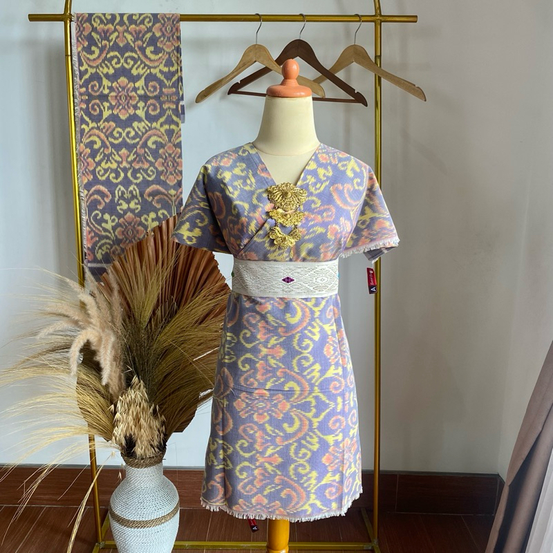 Jual KAIN TENUN ENDEK KHAS BALI MOTIF PATRA ABUS SOFT KUNING GRINGSING ...