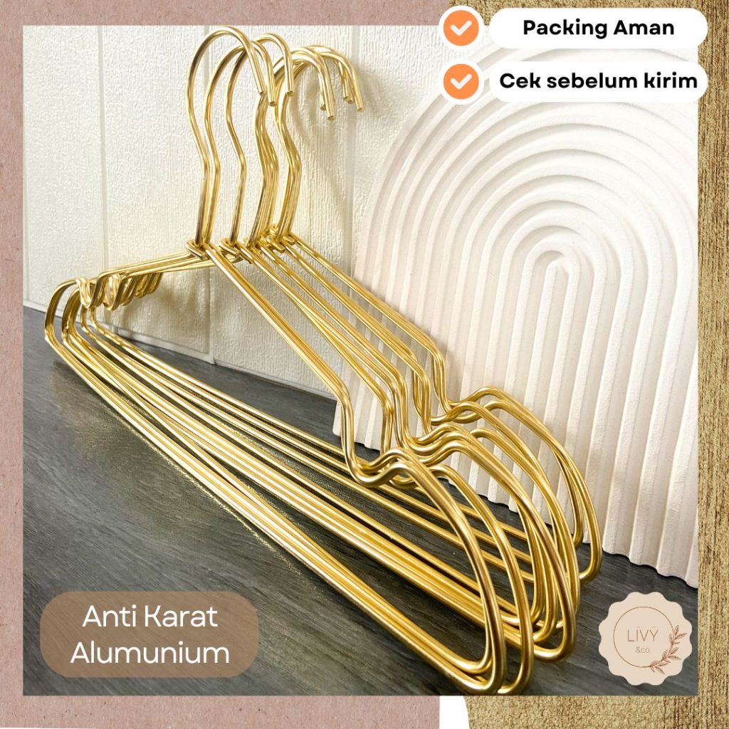 Jual HANGER BAJU ALUMUNIUM ANTI KARAT COATING TEBAL EMAS GOLD AMAYA ...