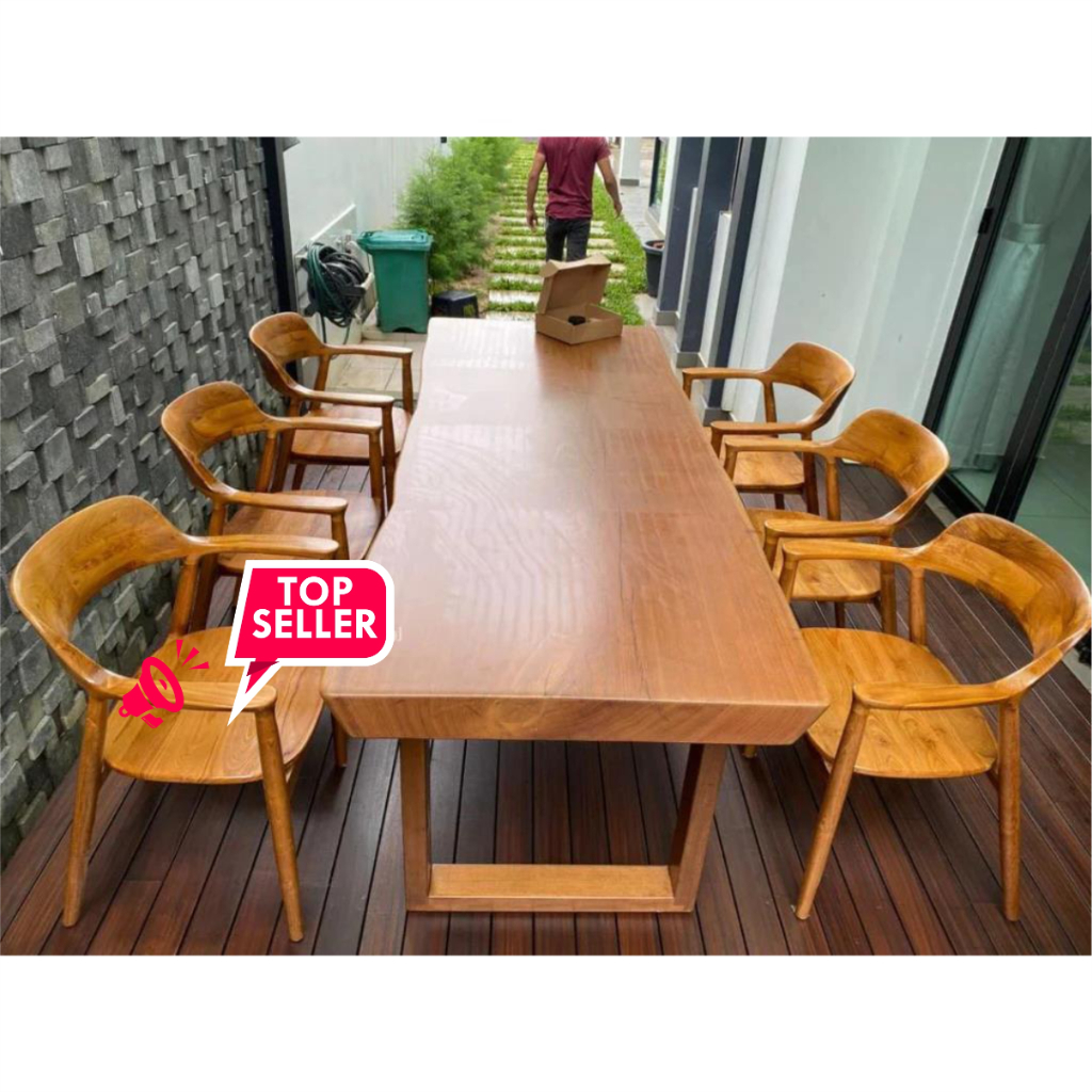 Jual Set Meja Makan Kayu Trembesi Utuh 6 Kursi Jati Minimalis Modern | Shopee Indonesia