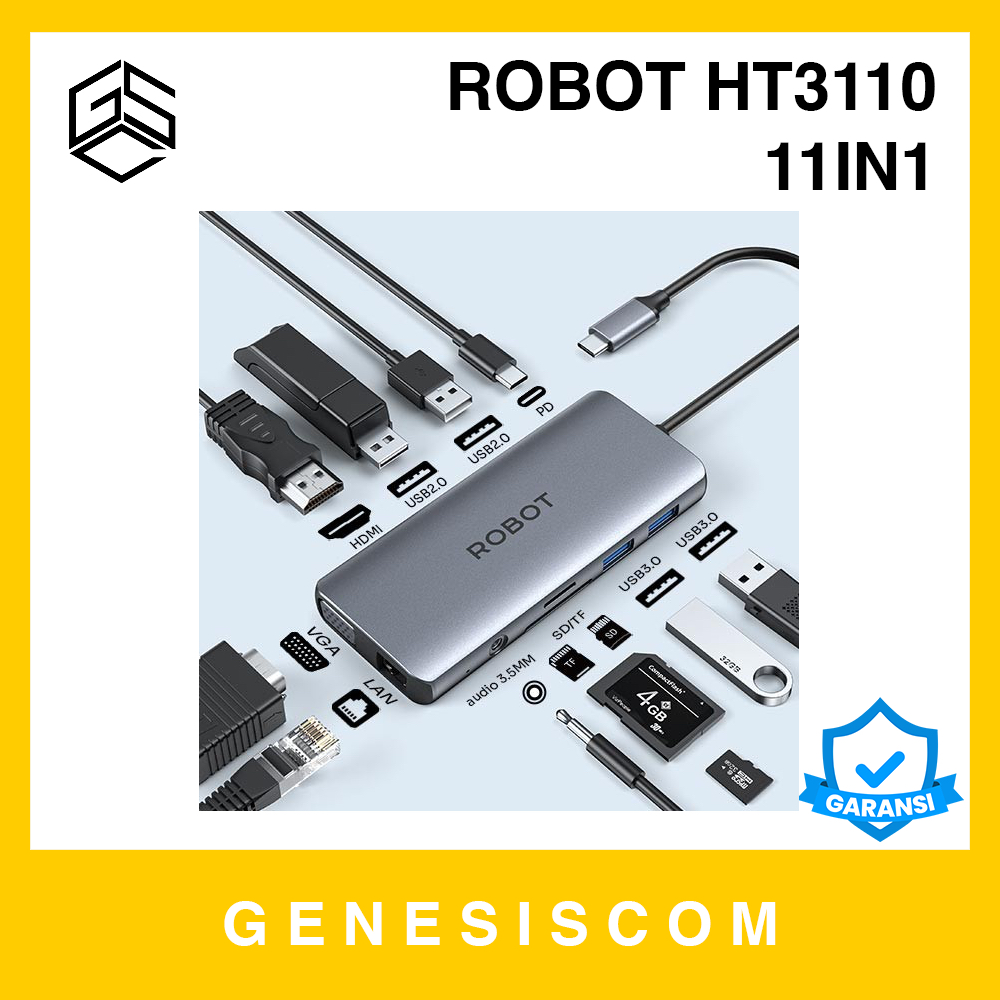 Jual USB Hub ROBOT HT3110 11in1 Type C to HDMI VGA LAN RJ45 USB3.0 ...