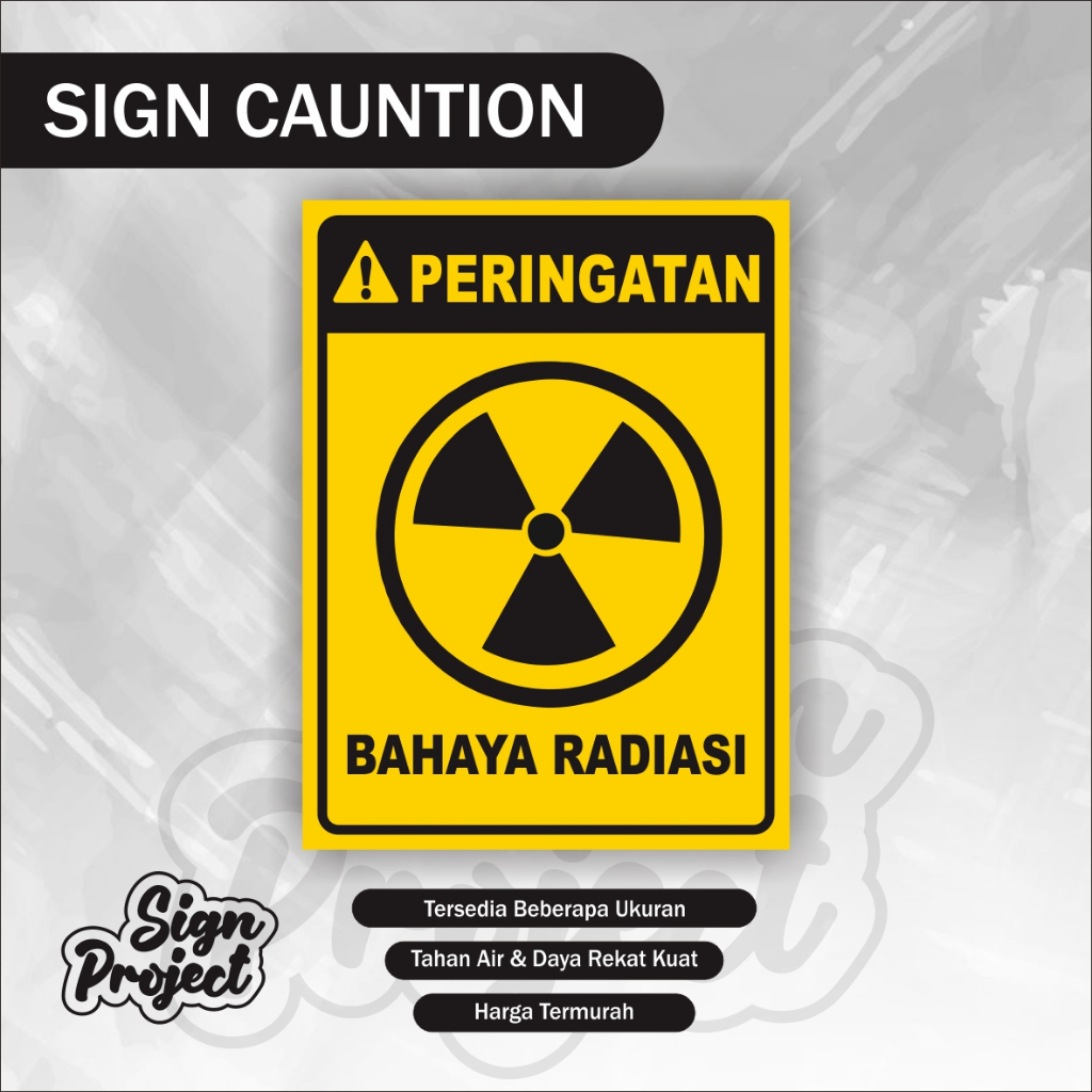 Jual Sticker Peringatan bahaya radiasi / stiker awas bahaya radiasi ...