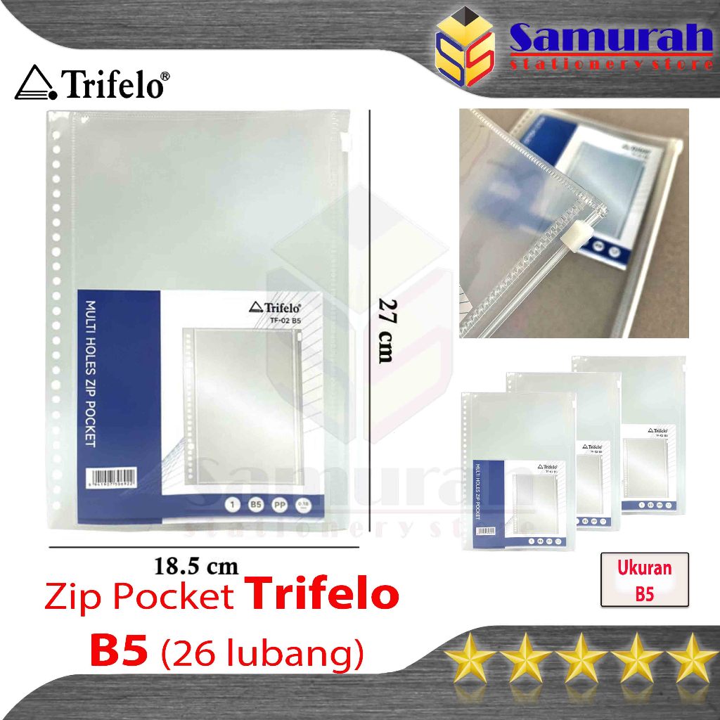 Jual Plastik ZIP Pocket Trifelo TEBAL B5 26 Lubang / Plastic Document ...