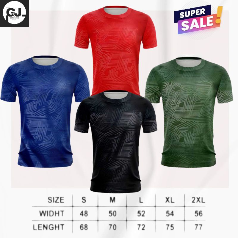 Jual Kaos Olahraga Running Pendek/Kaos Dryfit Embose/Kaos Running pria ...