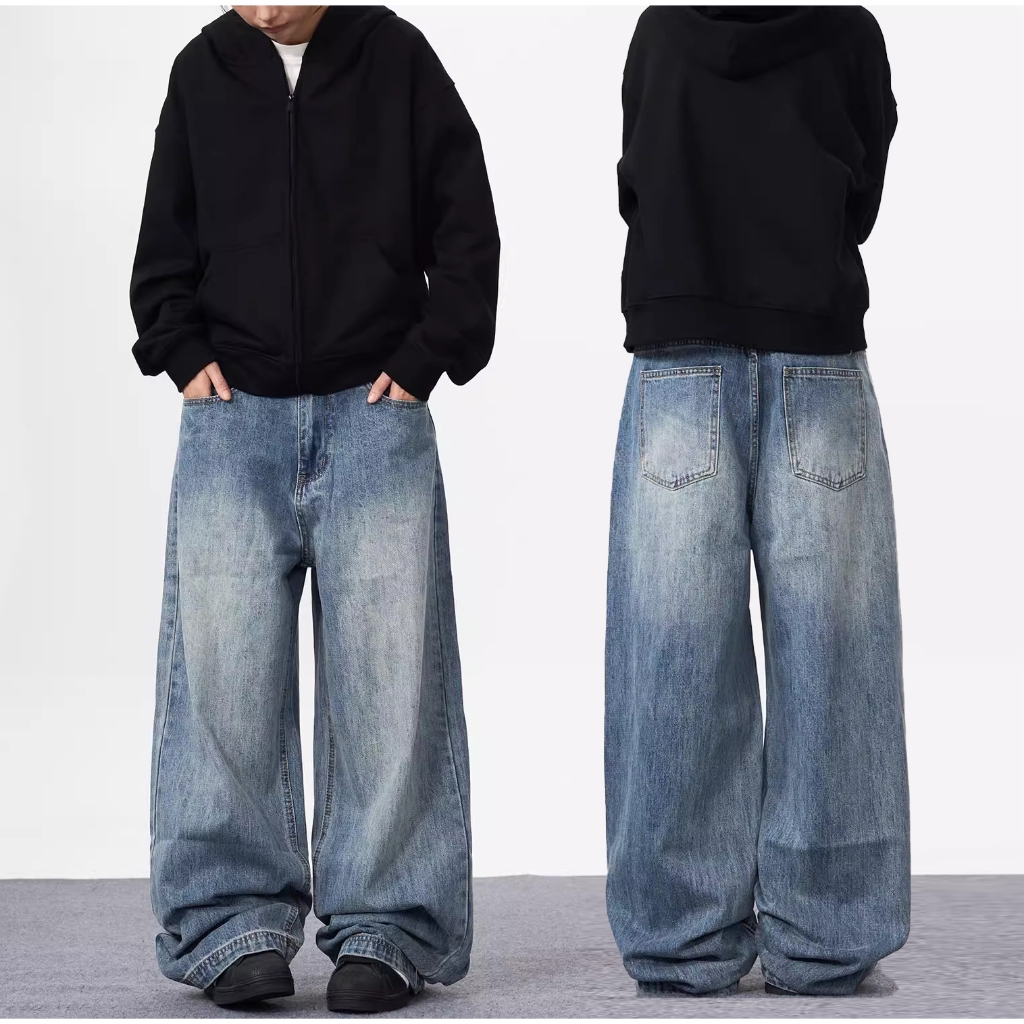 Jual celana jeans pria baggy jumbo cowok straight skena celana panjang ...